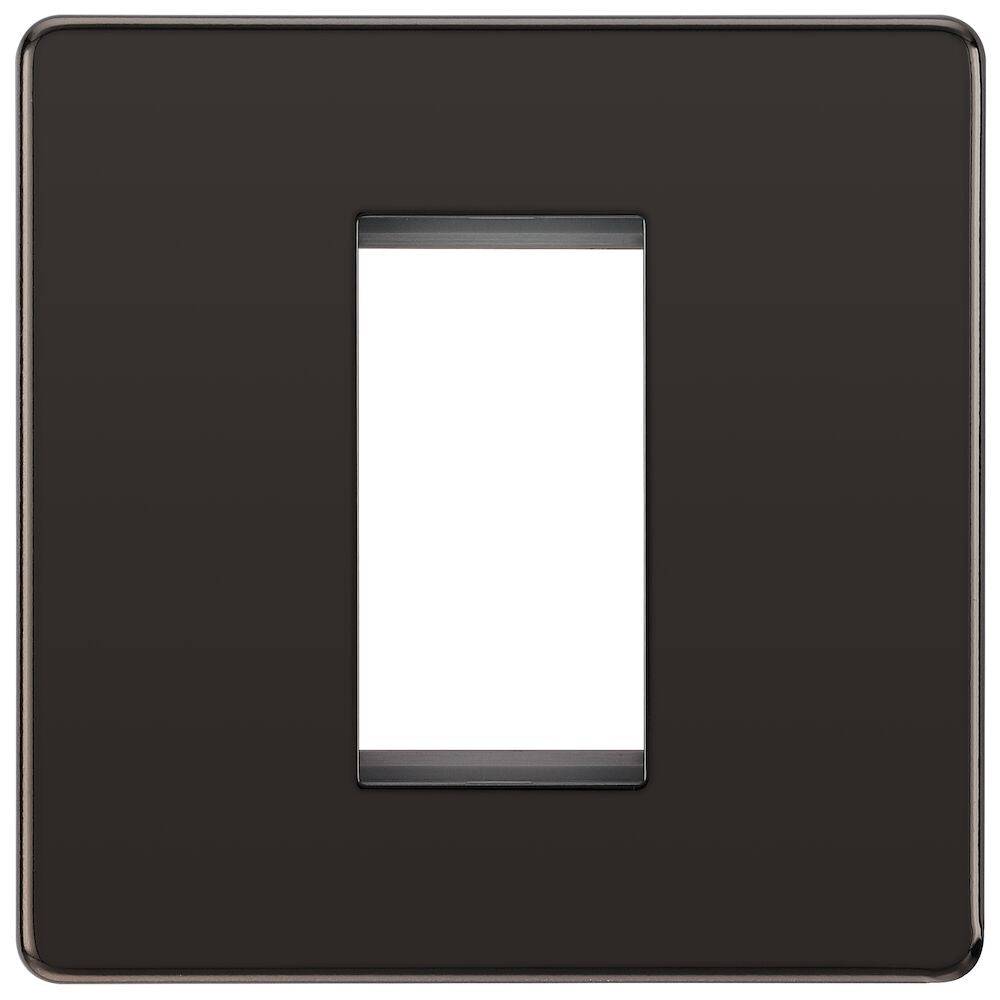 BG Screwless Black Nickel 1G Euro Plate FBNEMS1 | The Switch Depot