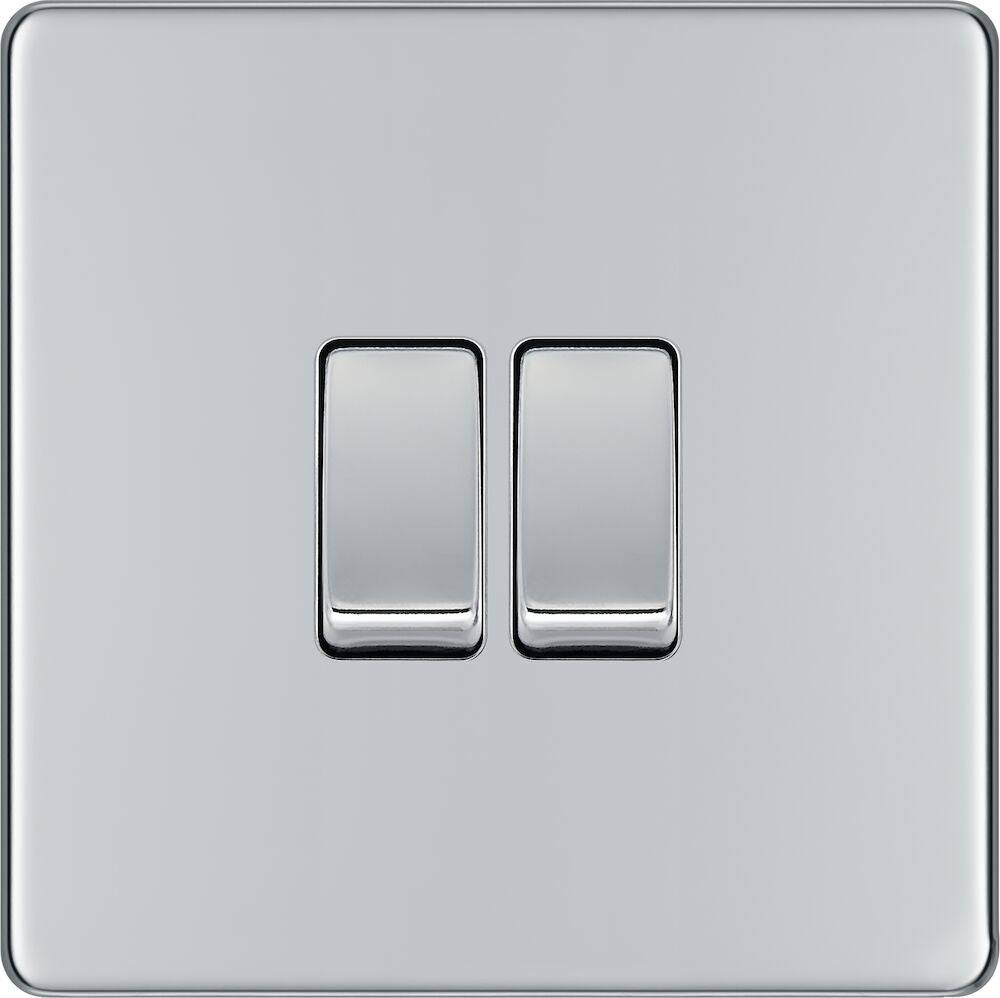 BG Screwless Polished Chrome 2G Light Switch FPC42 | The Switch Depot