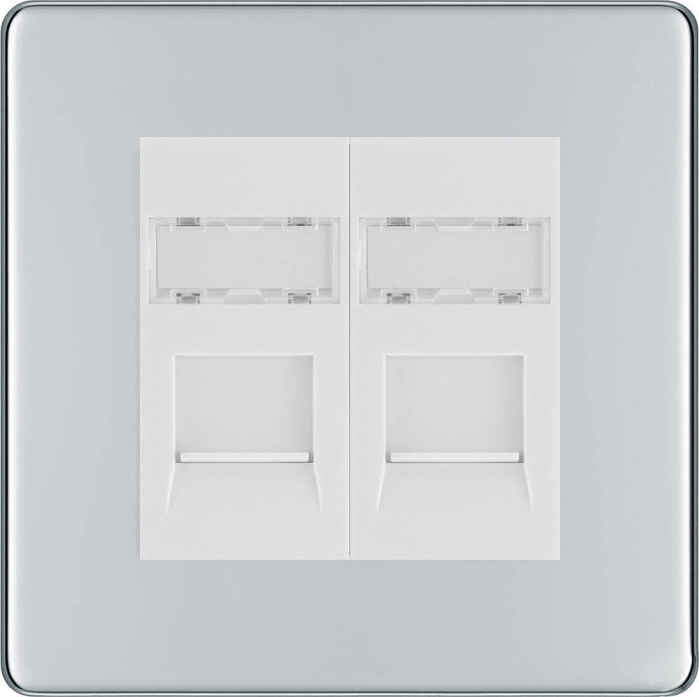 BG Screwless Polished Chrome Double Cate5e Data Outlet Socket FPCRJ452W ...