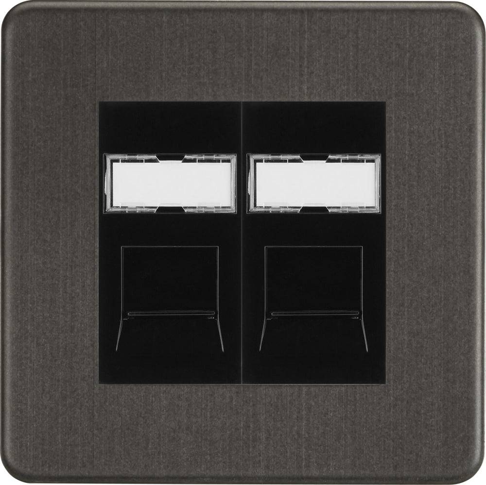 Knightsbridge Screwless Smoked Bronze Double Cat5e Data Socket ...