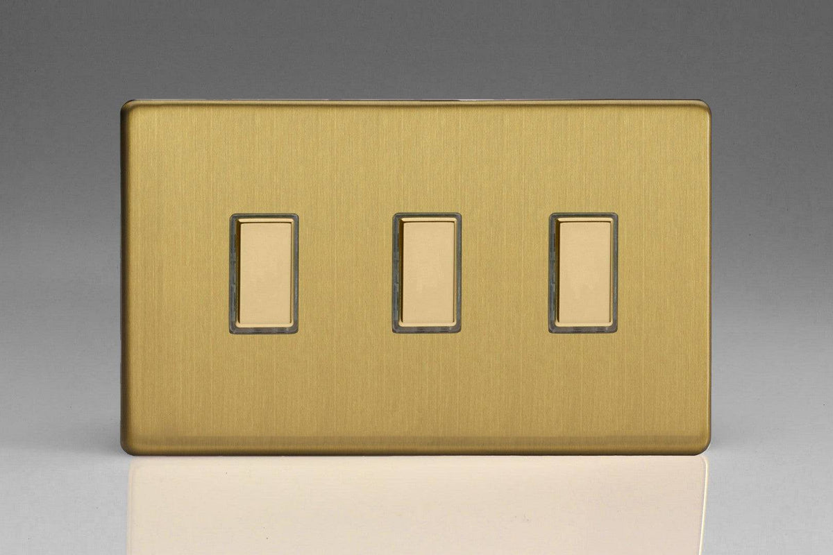 Varilight Screwless Brushed Brass Triple Secondary Touch Dimmer Switch ...